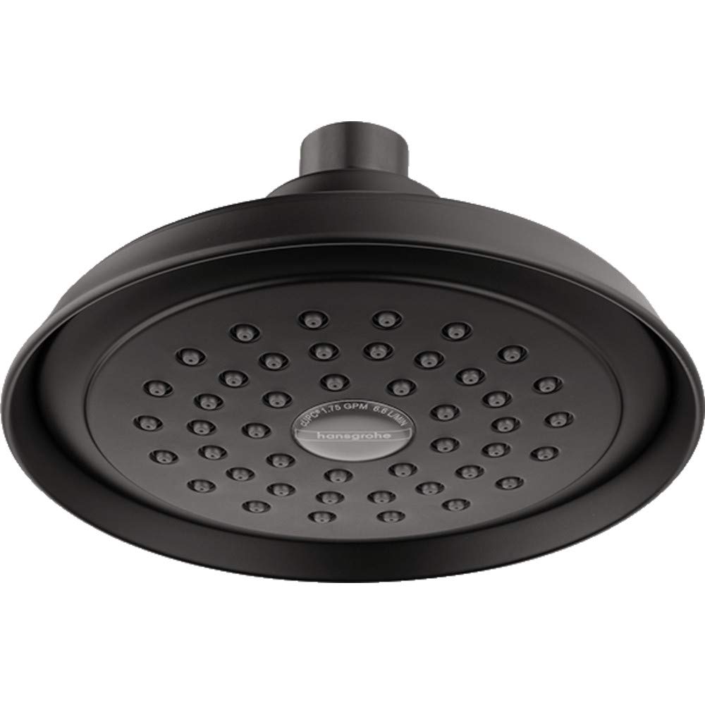 hansgrohe Joleena 6-inch Showerhead Transitional 1-Spray Full with QuickClean in Matte Black, 04781670