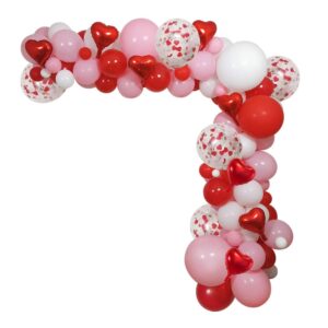 valentines red pink white party balloons arch, 110 pcs valentines color 18" 12" 5" balloons red heart foil balloons for girls bday 1st 2nd 3rd 16th 18th 21st 30th bridal shower bride to be decor