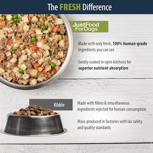 JustFoodForDogs Pantry Fresh Wet Dog Food, Complete Meal or Dog Food Topper, Turkey & Whole Wheat Macaroni Human Grade Dog Food Recipe - 12.5 oz (Pack of 6)