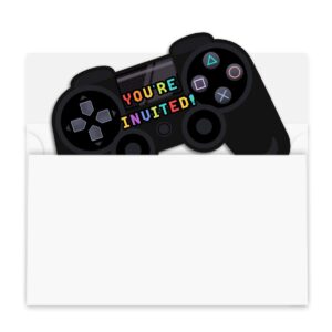 Yangmics Direct 30 Video Game Birthday Party Invitations with Envelopes - Shaped Fill-in Invitations