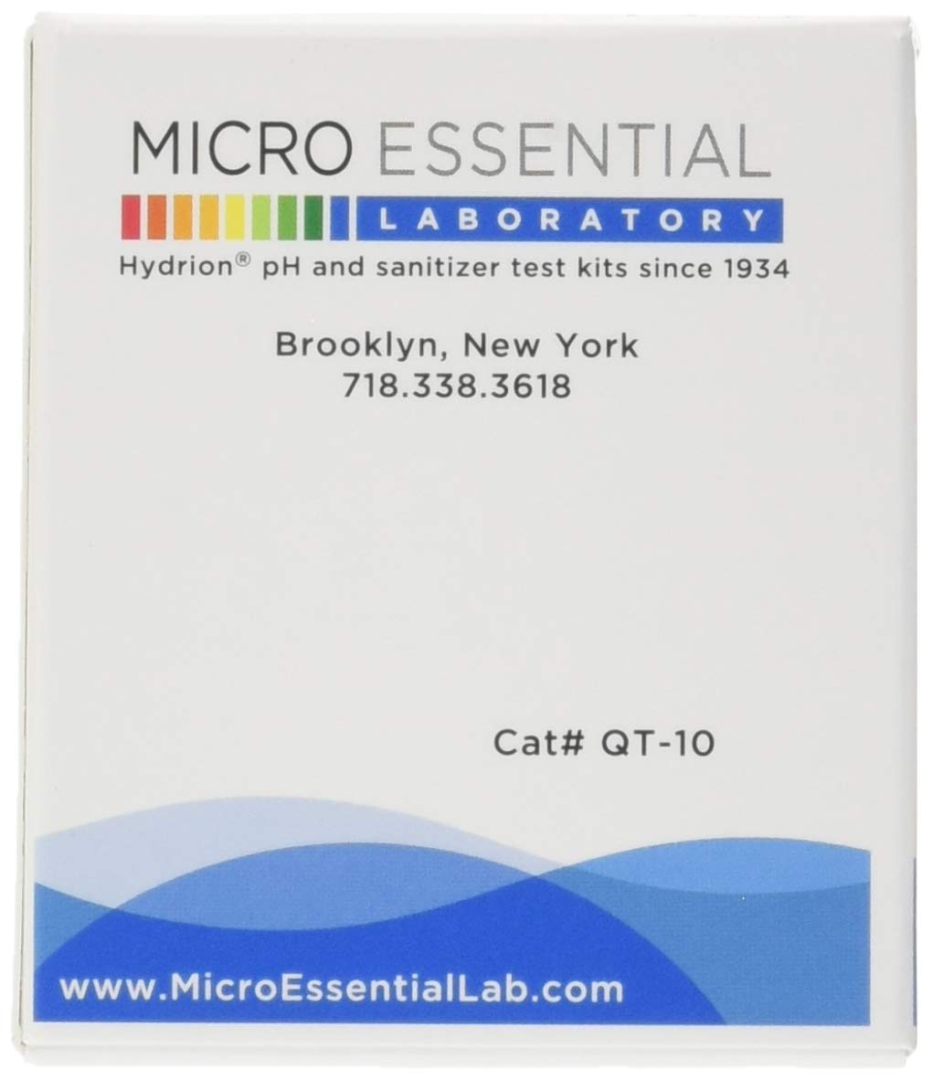 MICRO ESSENTIAL LABORATORY QT-10 Plastic Hydrion Low Range Quat Check Test Paper Dispenser, Single Roll, Food Service Test Strips, 0-400ppm (Fоur Paсk)