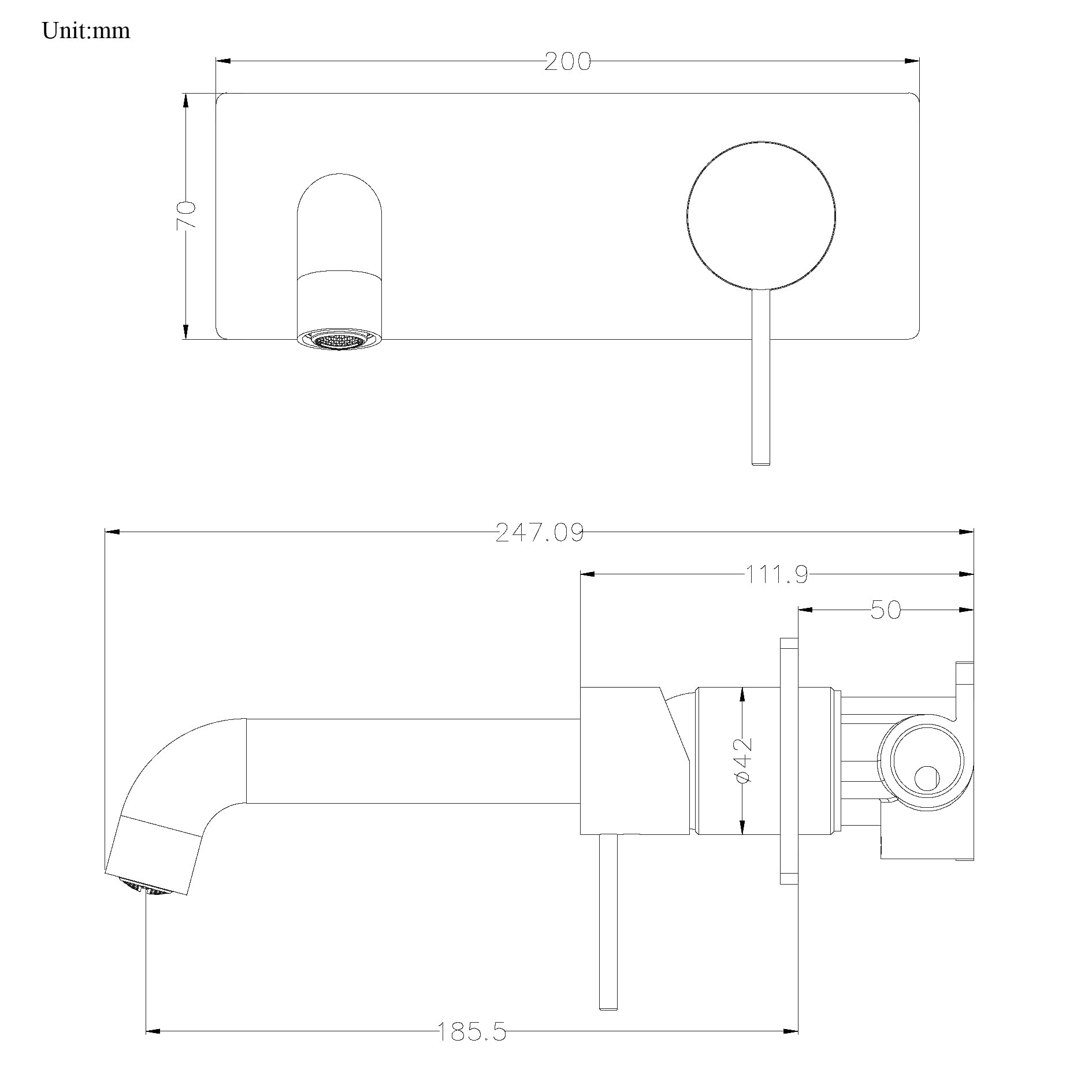 ZUKKI Copper Bathtub Faucet Bathroom Fixtures Vanity Vessel Sink Faucet Wall Mounted Brass Basin Mixer Taps Sink Mixer Tap Faucet Hot and Cold Spout Sink Rough Valve Polished Chrome