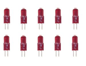 10w halogen bulbs g4 10w 12v halogen light lamps g4 base halogen 10w 12 volt t3 jc lamp halogen bulbs infrared lights for massage chair hair dryer,g4 bi-pin base,low voltage 12v, red,10 pack