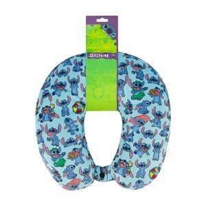 FUL Disney Stitch Kids Travel Neck Pillow for Airplane, Car and Office Comfortable and Breathable, Blue