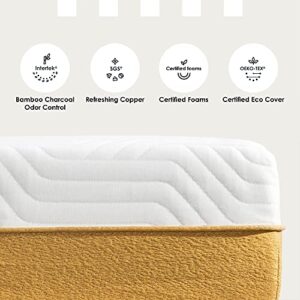 Mellow 10 Inch LAGOM Hybrid Mattress Queen - Bamboo Charcoal Memory Foam and Pocket Springs, CertiPUR-US Certified Foams, Oeko-TEX Certified Eco Cover, Copper Infused Comfort Foam,Black