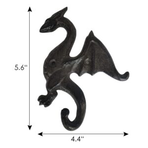 PlayDo Dragon Vintage Cast Iron Hooks Hangers for Wall Hanging Key Coats Towel (Dragon-3)