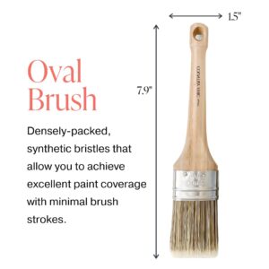 Chalk Style Paint Brush - Oval Brush with Synthetic Bristles for Smooth Furniture Paint Application with Minimal Brush Strokes, No Shedding, Vegan, Best for Water-Based Paint - 1.5"