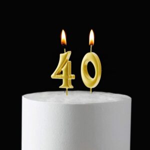 Gold 40th Birthday Candles,Number 40 Cake Topper for Party Decoration