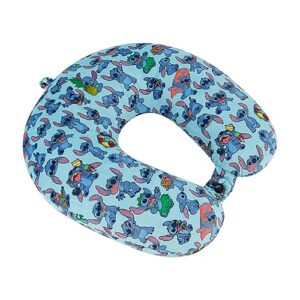 FUL Disney Stitch Kids Travel Neck Pillow for Airplane, Car and Office Comfortable and Breathable, Blue