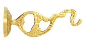 needzo high polished brass wall hook, ornate bracket for orthodox church oil lamp or home use, 5 inch