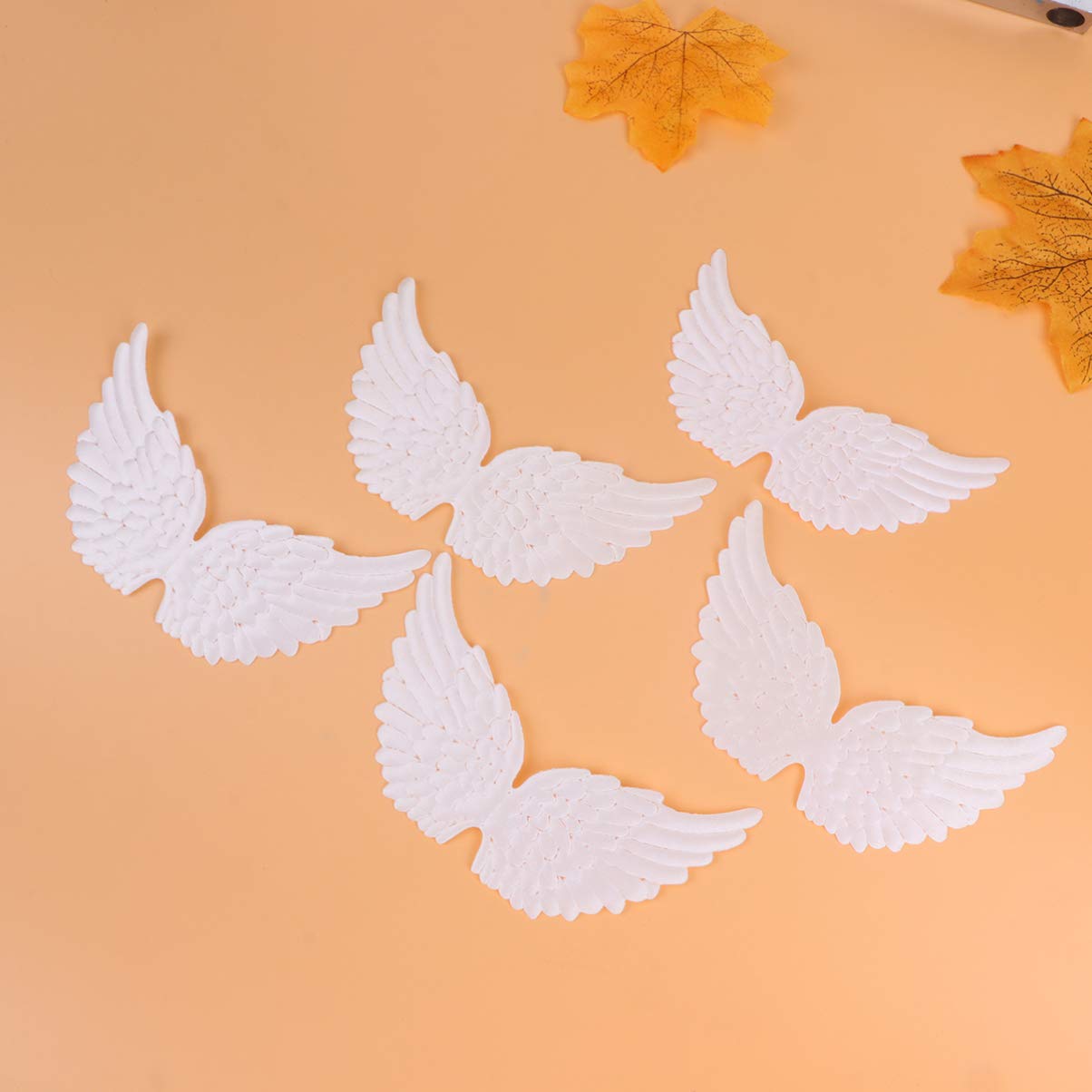 NUOBESTY 12PCS Angel Wings Fabric Wings Patches for DIY Crafts Hair Accessories - White