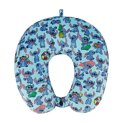 FUL Disney Stitch Kids Travel Neck Pillow for Airplane, Car and Office Comfortable and Breathable, Blue