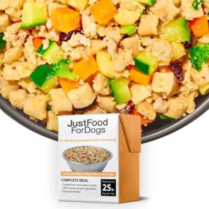 justfoodfordogs pantry fresh wet dog food, complete meal or dog food topper, turkey & whole wheat macaroni human grade dog food recipe - 12.5 oz (pack of 6)