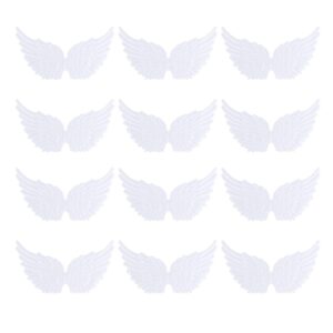 nuobesty 12pcs angel wings fabric wings patches for diy crafts hair accessories - white