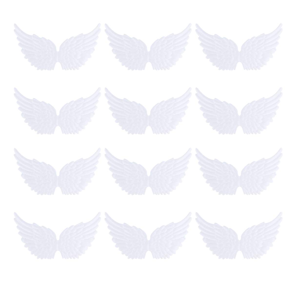 NUOBESTY 12PCS Angel Wings Fabric Wings Patches for DIY Crafts Hair Accessories - White