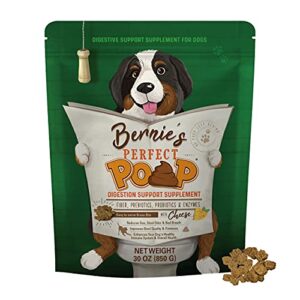 perfect poop digestion & general health supplement for dogs: fiber, prebiotics, probiotics & enzymes relieves digestive conditions, optimizes stool, and improves health (cheddar cheese, 30.0)