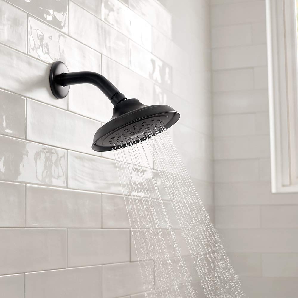 hansgrohe Joleena 6-inch Showerhead Transitional 1-Spray Full with QuickClean in Matte Black, 04781670