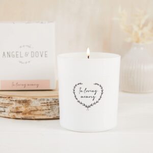 angel & dove luxury 'in loving memory' soy wax remembrance candle - sympathy gift, memorial to light in memory of a loved one