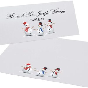 Holiday and Winter Snowman Printable Place Cards, Set of 60 (10 Sheets), Laser & Inkjet Printers - Wedding, Party, Dinner, and Special Events - Made in the USA