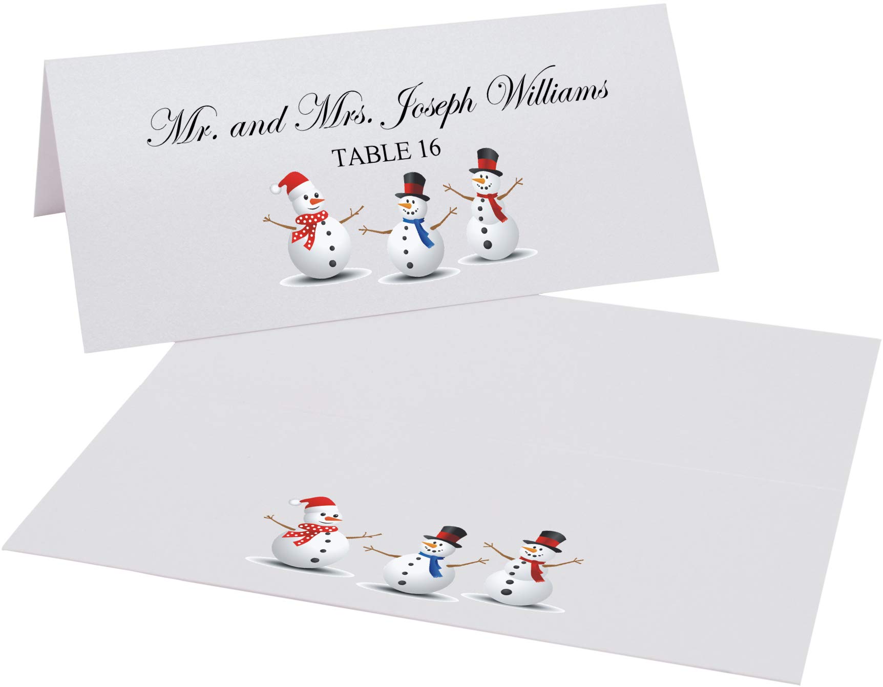 Holiday and Winter Snowman Printable Place Cards, Set of 60 (10 Sheets), Laser & Inkjet Printers - Wedding, Party, Dinner, and Special Events - Made in the USA