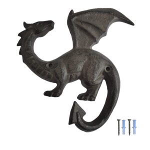 wintent solid cast iron dragon hook hanger for key coat (dragon-1)