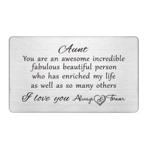 aunt gifts from niece nephew, i love you always and forever aunt, gifts for aunts, best favorite awesome aunt gifts, birthday card, mother's day, engraved wallet insert