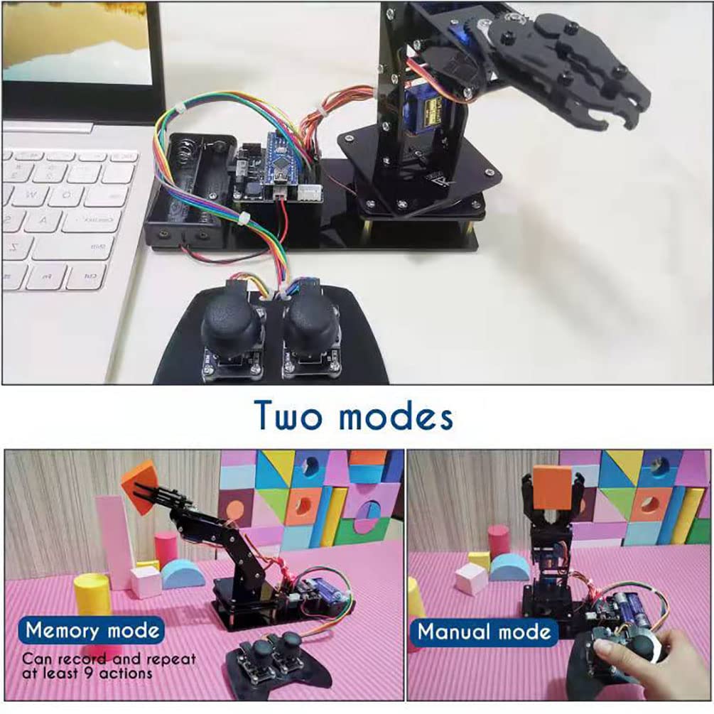 LK COKOINO Robot Arm for Arduino, Smart Robot Building Kit That can Memorize and Repeat Movements for Beginners/Teens/Adults to Learn Electronic, Programming, Math and Science