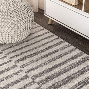 JONATHAN Y MOH204A-4 Lyla Offset Stripe Indoor Farmhouse Area-Rug Bohemian Minimalistic Striped Easy-Cleaning Bedroom Kitchen Living Room Non Shedding, 4 X 6, Grey