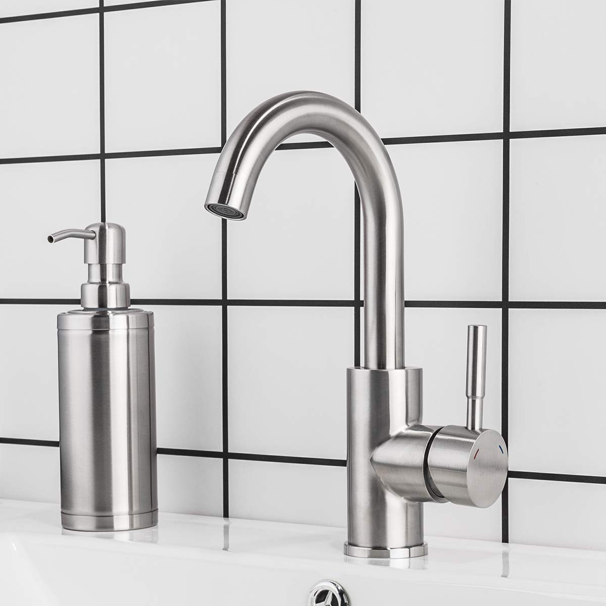 Bar Sink Faucet Brushed Nickel GAPPO Bathroom Faucet Stainless Steel Farmhouse Lavatory Sink Faucet Mixer Small Kitchen Faucet