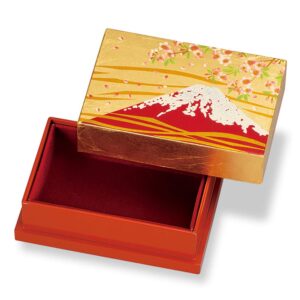 mitani m17294-2 yamanaka lacquerware storage box, gold, 4.3 inches (11 cm), yamanaka coating, foil crafts, business card, small box, red fuji