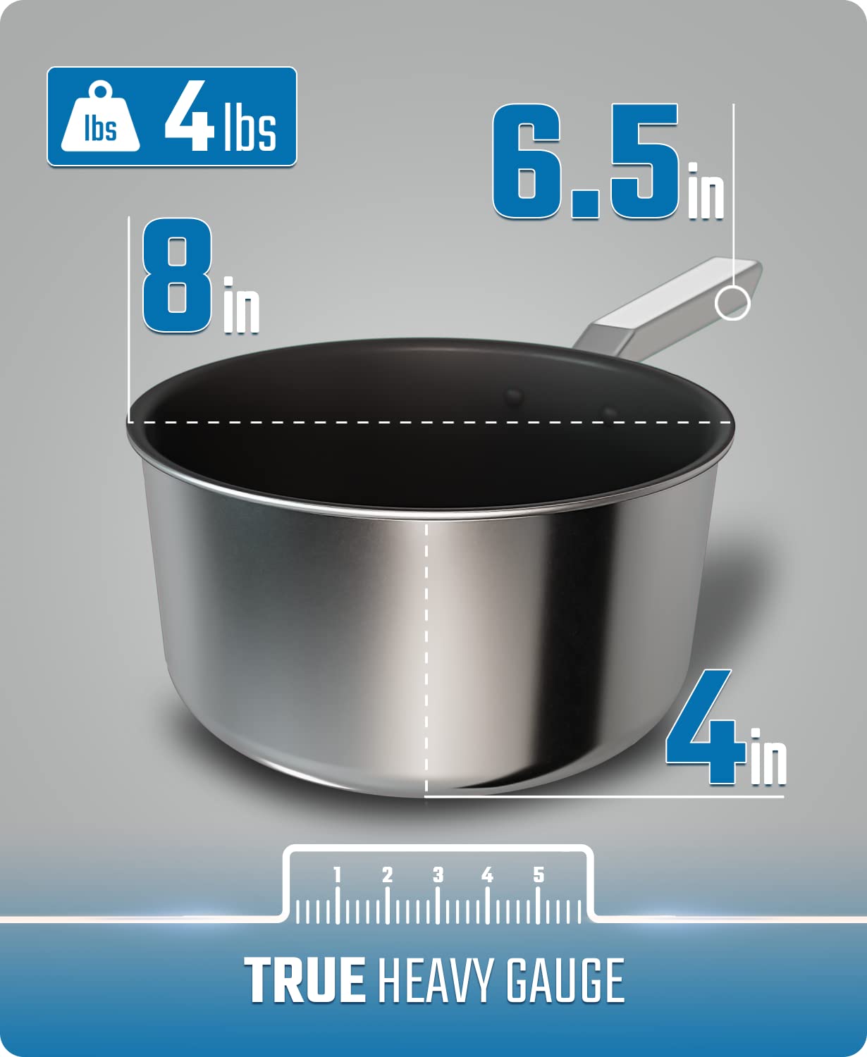 DALSTRONG Non Stick Stockpot - 3 QT - The Oberon Series - ETERNA NonStick Pan Coating - 3-Ply Aluminum Core Cookware - Silver Cooking Pots and Pans - w/Lid & Pot Protector