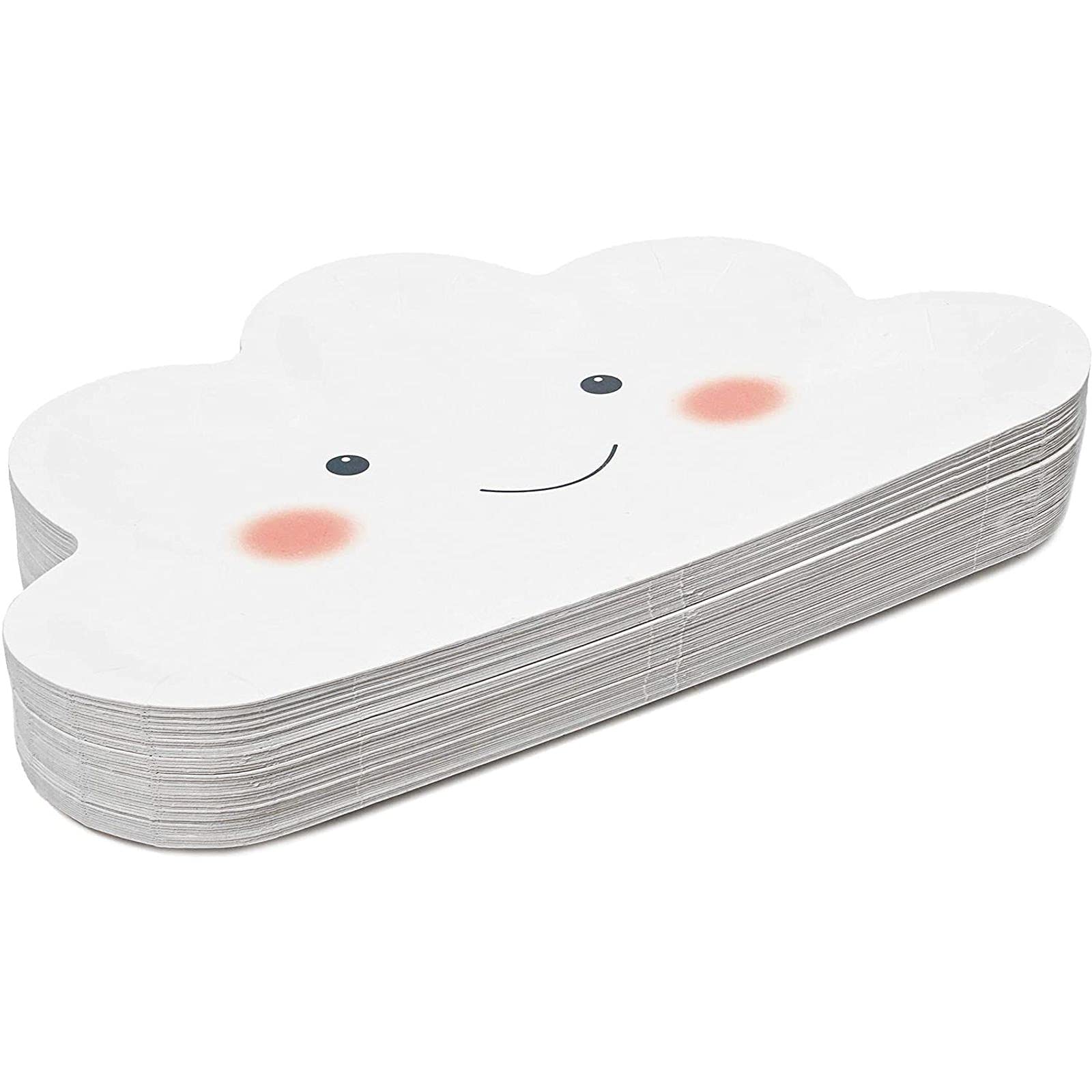 Sparkle and Bash Cloud Party Plates for Baby Shower or Birthday Party (6.4 x 10 In, White, 48 Pk)