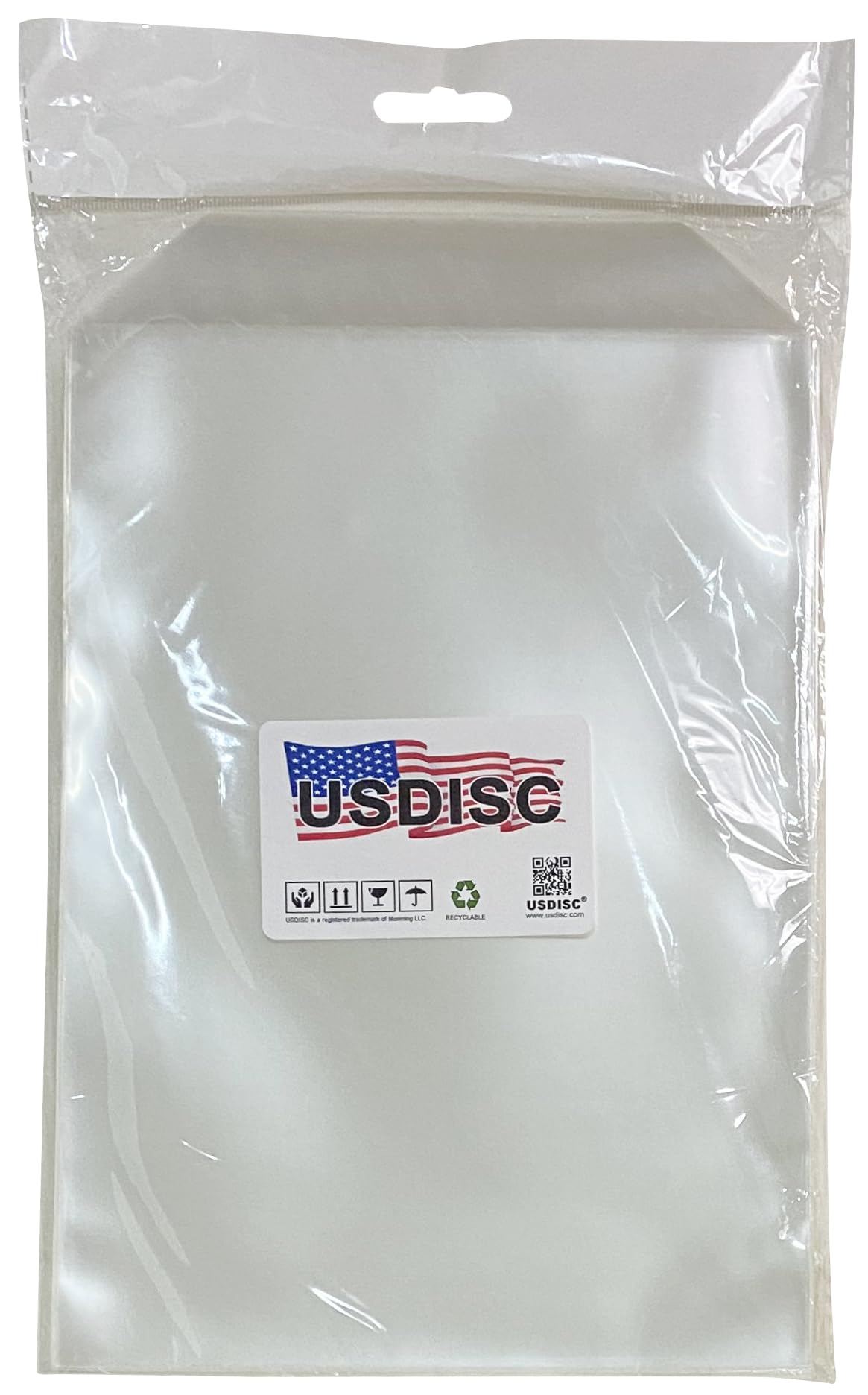 USDISC Storage Pockets 6.75 x 9.5, Flap, 4mil Stamp & Die, Clear, Pack of 100