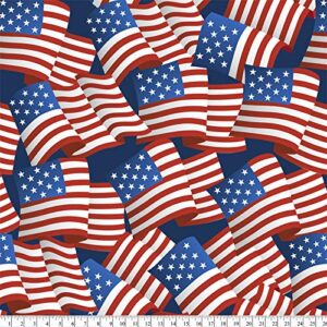 patriotic american flags anti-pill premium fleece fabric by the yard