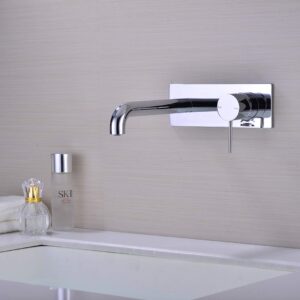 ZUKKI Copper Bathtub Faucet Bathroom Fixtures Vanity Vessel Sink Faucet Wall Mounted Brass Basin Mixer Taps Sink Mixer Tap Faucet Hot and Cold Spout Sink Rough Valve Polished Chrome