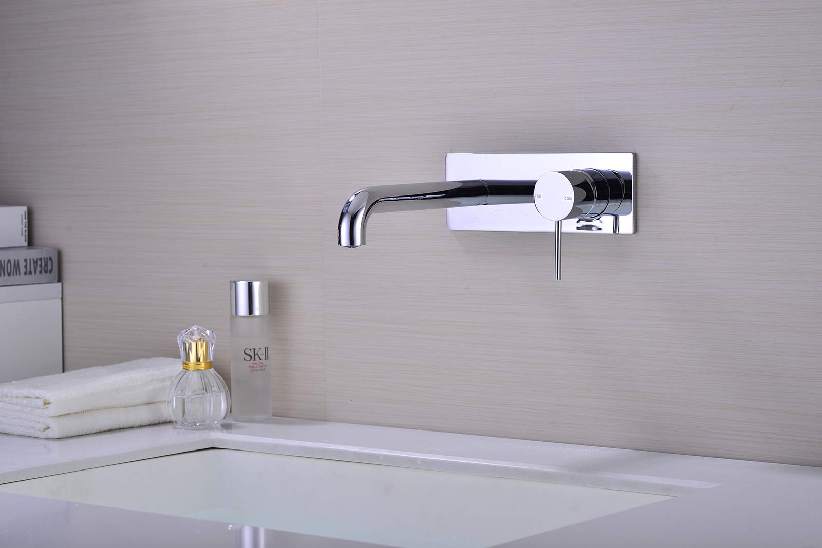 ZUKKI Copper Bathtub Faucet Bathroom Fixtures Vanity Vessel Sink Faucet Wall Mounted Brass Basin Mixer Taps Sink Mixer Tap Faucet Hot and Cold Spout Sink Rough Valve Polished Chrome