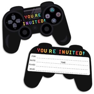 yangmics direct 30 video game birthday party invitations with envelopes - shaped fill-in invitations