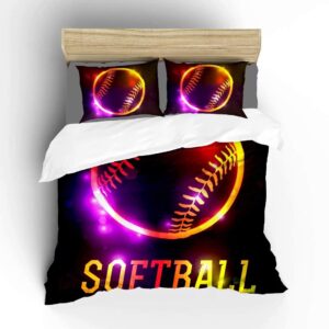 aluy's boutique a glowing softball ultra soft bedding sets microfiber fabric bedroom decor duvet cover, queen size 3 pieces with 1 duvet cover and 2 pillowcases