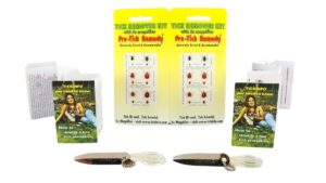 protick remedy 5-piece kit (2 pack) – precision steel tick remover, 5x magnifier, chain, tick id card, tick id information and protection. removes all tick species and sizes from humans and animals