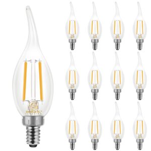 energetic 12 pack dimmable candelabra led light bulb, ca11 shape,flame tip style, 60 watt equivalent, 2700k soft white, e12 base, led candelabra bulb,cri 90+, ul listed， halloween christmas decoration