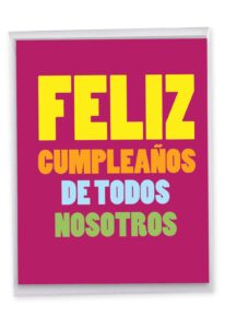 nobleworks, big feliz cumpleanos - jumbo spanish birthday card from all of us (8.5 x 11 inch) - group birthday greeting j3243bdg-us-sl