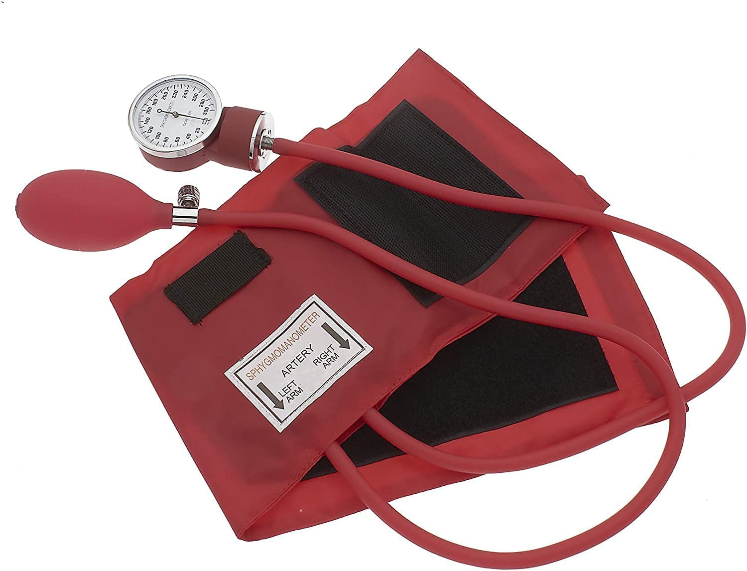 ASA TECHMED Lifeguard Fanny Pack with Aneroid Sphygmomanometer Manual Blood Pressure Cuff, Stethoscope, CPR Shield, EMT Shear, Nurse Watch and Accessories Red First Aid Kit