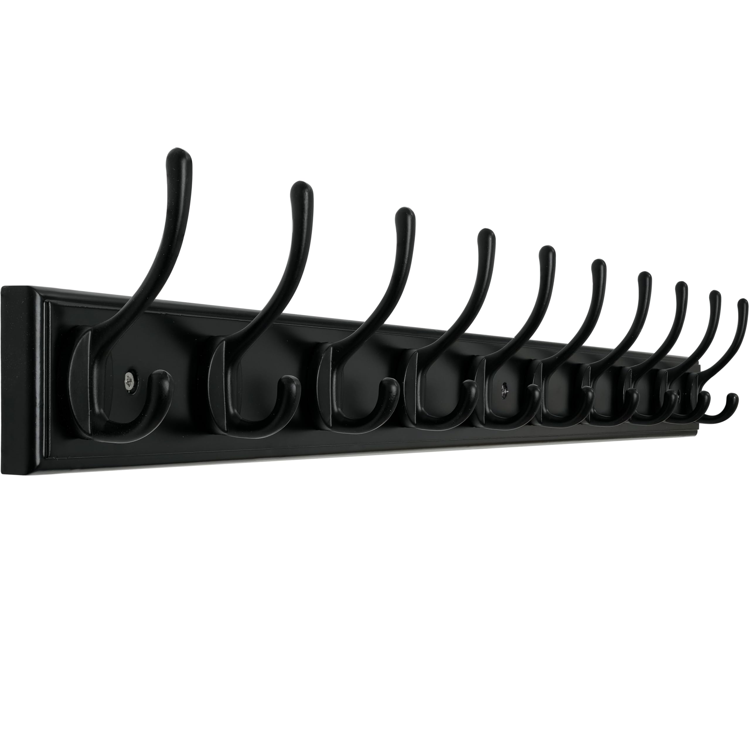 WEBI Coat Rack Wall Mount,38 1/4" Long Coat Hooks Wall Mounted,Bamboo Coat Hanger Wall Hook Rack,Jacket Hanger,10 Hooks for Hanging Coats,Clothes,Hats,Black