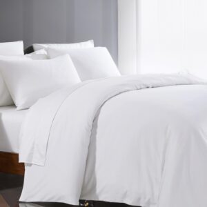 1000 Thread Count 100% Egyptian Cotton Duvet Cover Queen Size Cotton White Long Staple Quilt Full Size Silky Soft, Breathable with Zipper -3 Piece All Season Duvet Cover Set for Comforter