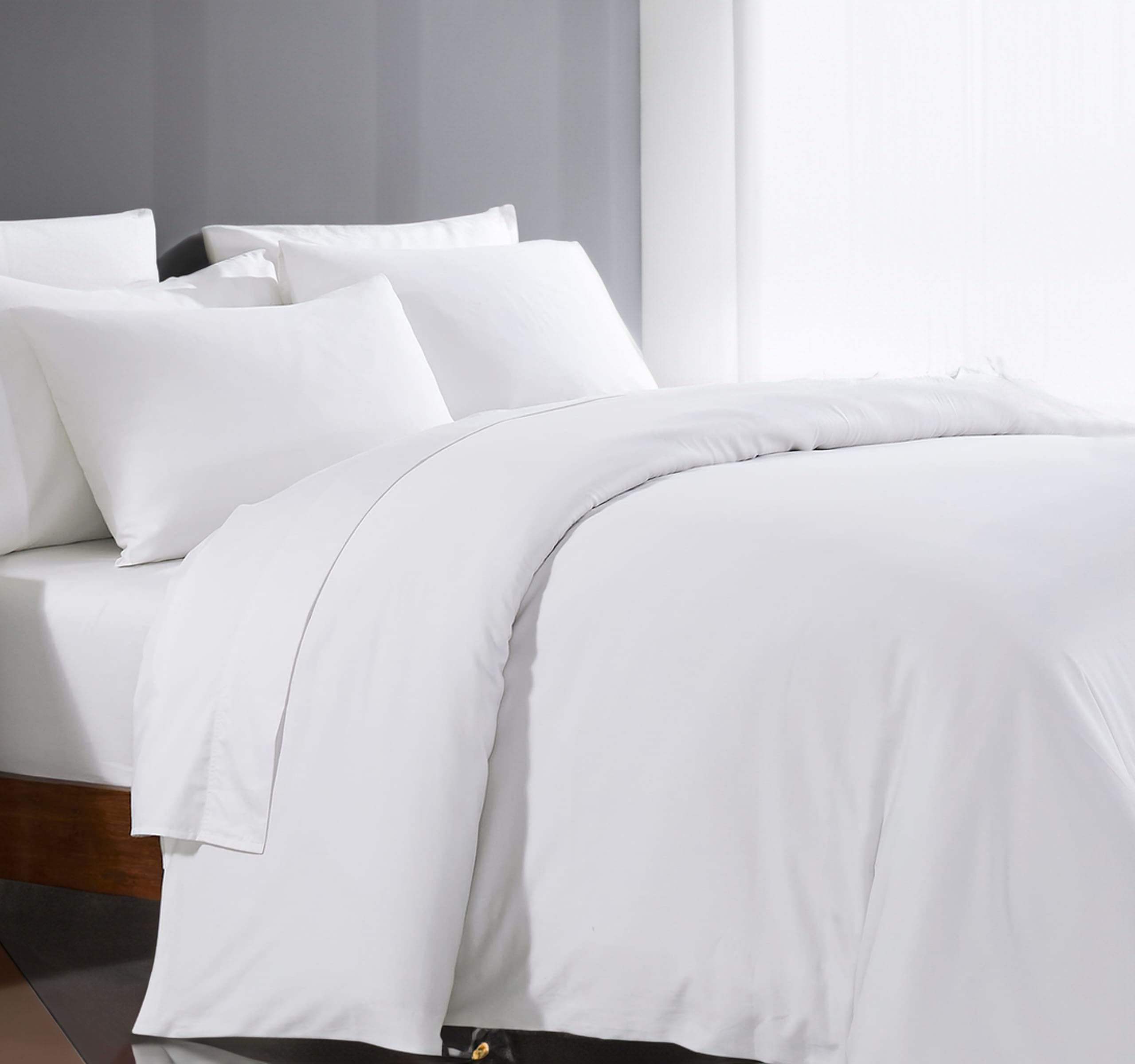 1000 Thread Count 100% Egyptian Cotton Duvet Cover Queen Size Cotton White Long Staple Quilt Full Size Silky Soft, Breathable with Zipper -3 Piece All Season Duvet Cover Set for Comforter