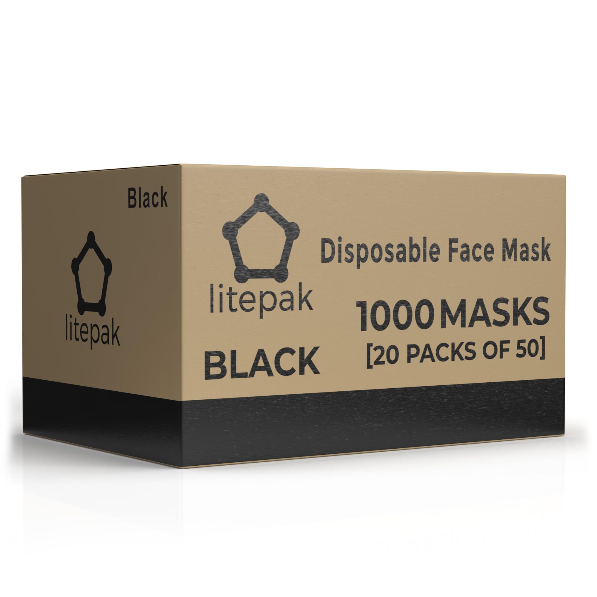 Disposable Face Masks - 1,000 PCS - for Home & Office - Breathable & Comfortable Filter (Black.)