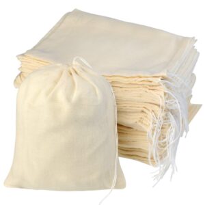 tayfremn 100pcs cotton drawstring bags, reusable muslin bag natural cotton bags with drawstring produce bags bulk gift bag jewelry pouch for party home storage wedding(6 by 7.9 inches)