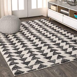 jonathan y moh206a-8 aisha moroccan triangle geometric indoor farmhouse area-rug bohemian minimalistic easy-cleaning bedroom kitchen living room non shedding, 8 x 10, cream,black