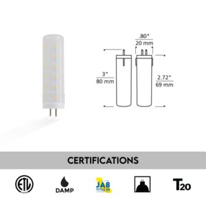 Tech Lighting LED Bi-Pin Replacement Module, Dimmable LED, 3000K, 430 Lumens, Easy to Install, Long Lasting, Energy-Saving, Damp Rated, GY 6.35 Socket (Tall)