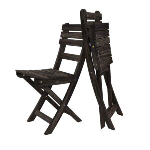 interbuild real wood acacia hardwood sofia folding chairs balcony|dining|lawn|indoor|outdoor|patio chairs, 17" tall, 2 piece set - espresso